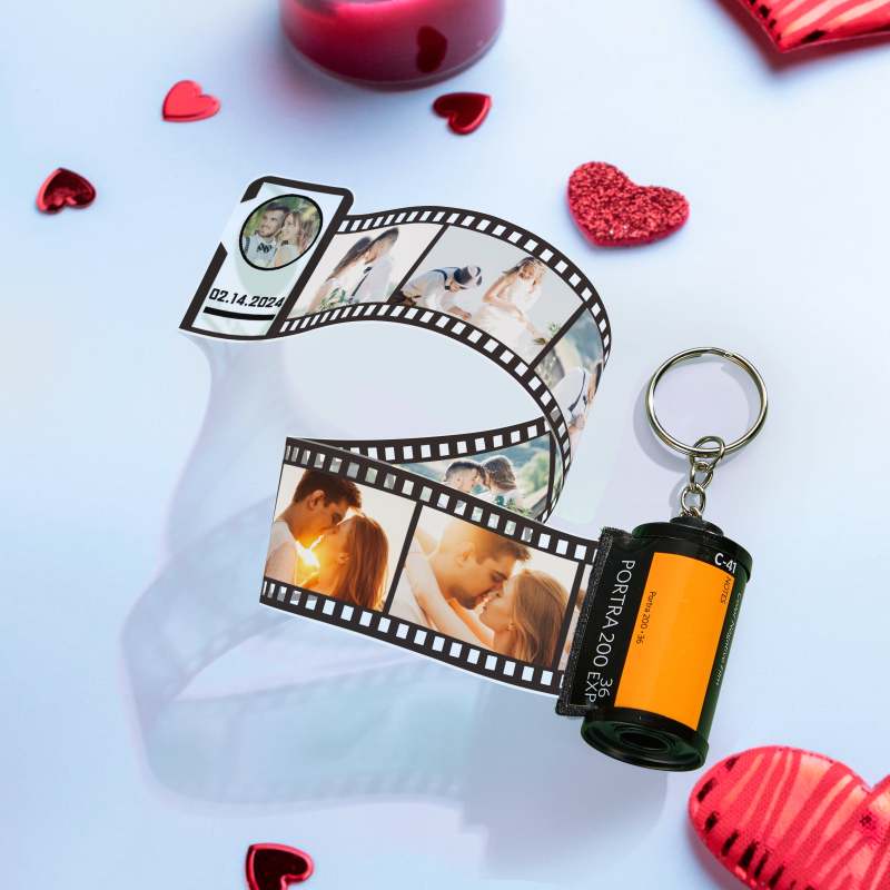 Custom Photo Film Roll Keychain With Text Memory Camera Keychain Valentine s Day Gifts For Couples